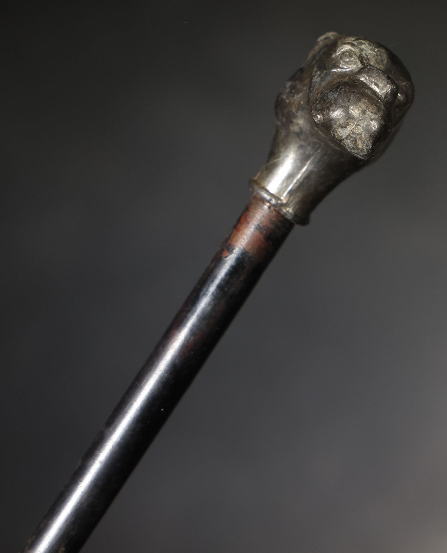 Lot 027 - Antique Swagger Stick with Figural Dog Head Handle and Bambo ...